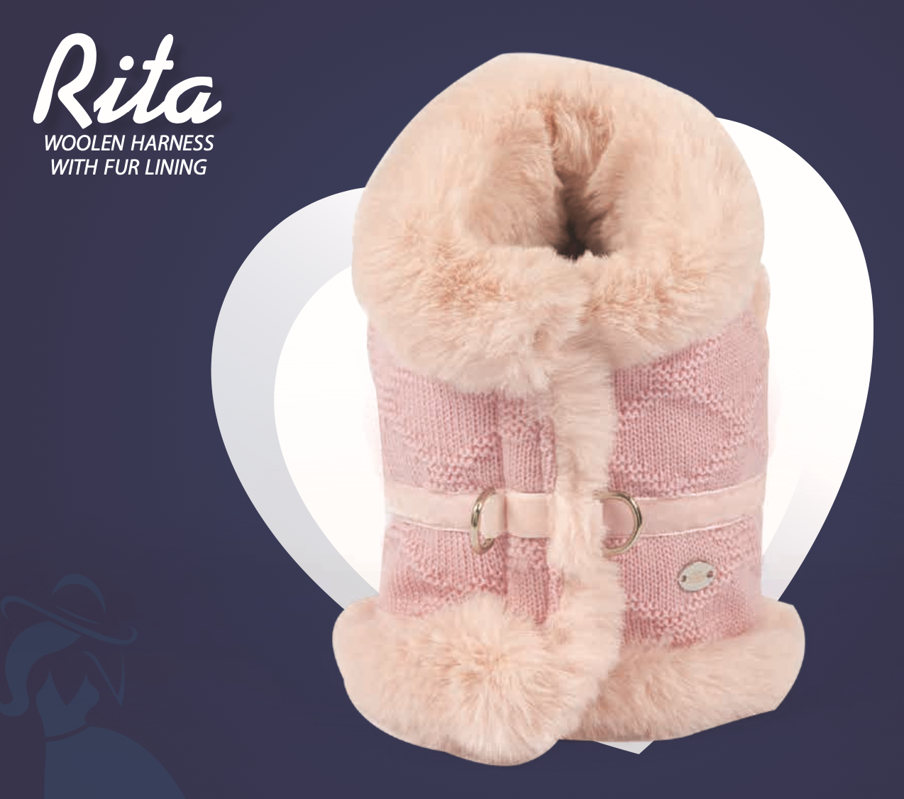 Mon Bonbon - Harnais Rita en laine rose - L'univers Animalier